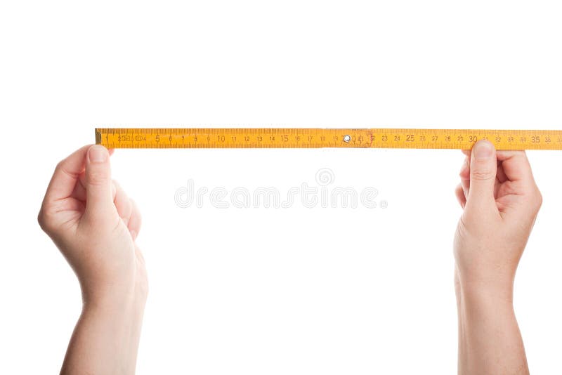 Hands Holding Wooden Folding Ruler Stock Image - Image of measurer ...