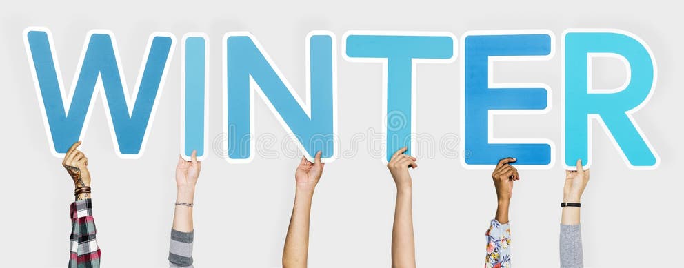 Hands Holding the Word Winter Stock Photo - Image of colorful, letter ...