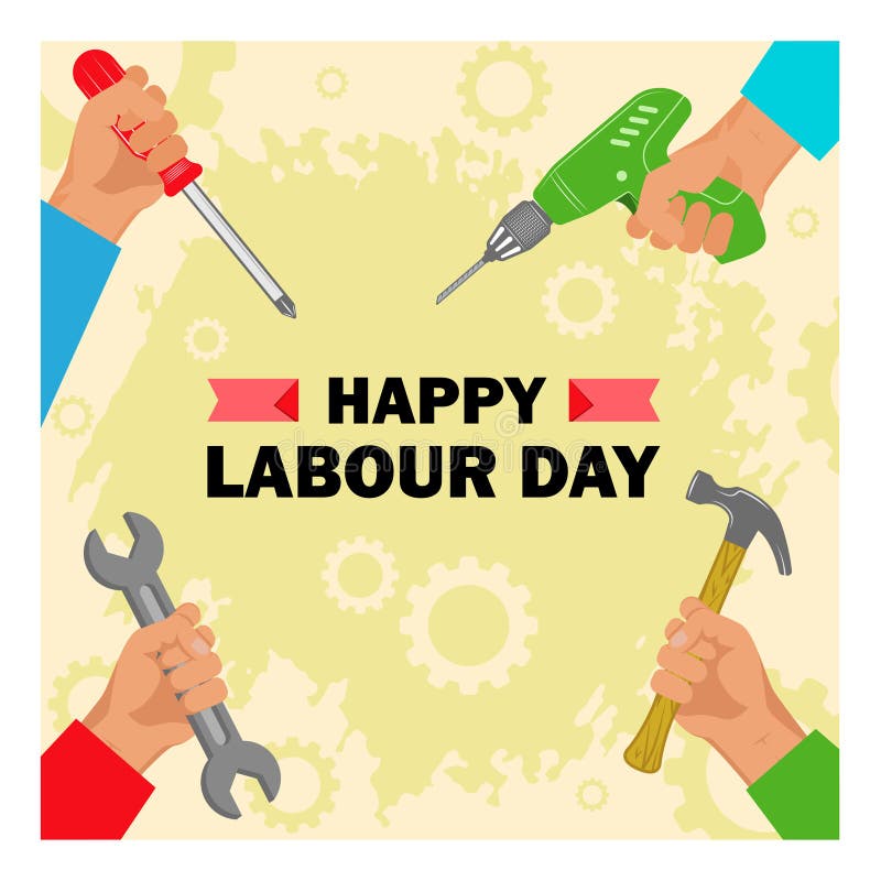 Hands Holding Work Equipment. International Workers Day Celebration ...
