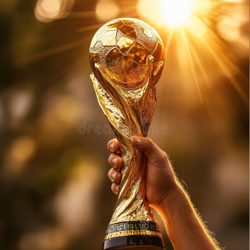 Hands Holding World Cup Trophy Stock Illustration - Illustration of ...