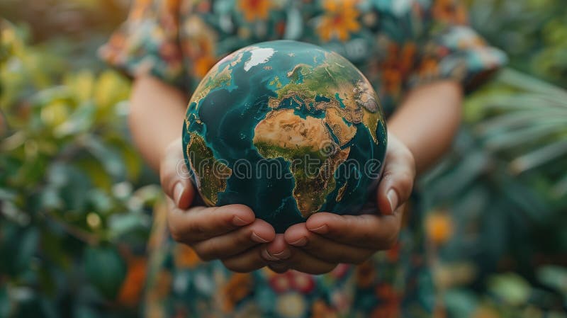 Hands Holding a World Globe. Close-up of Female Hands Holding a Globe ...