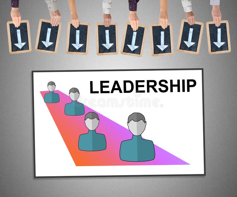 Leadership concept on a whiteboard, Hands holding writing slates with ...