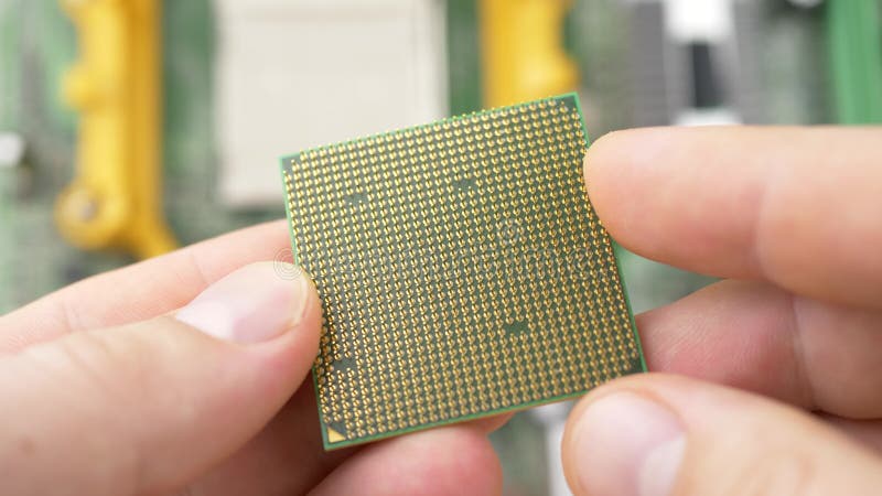 Hand Holds CPU Chip Processor Stock Video - Video of equipment, center ...