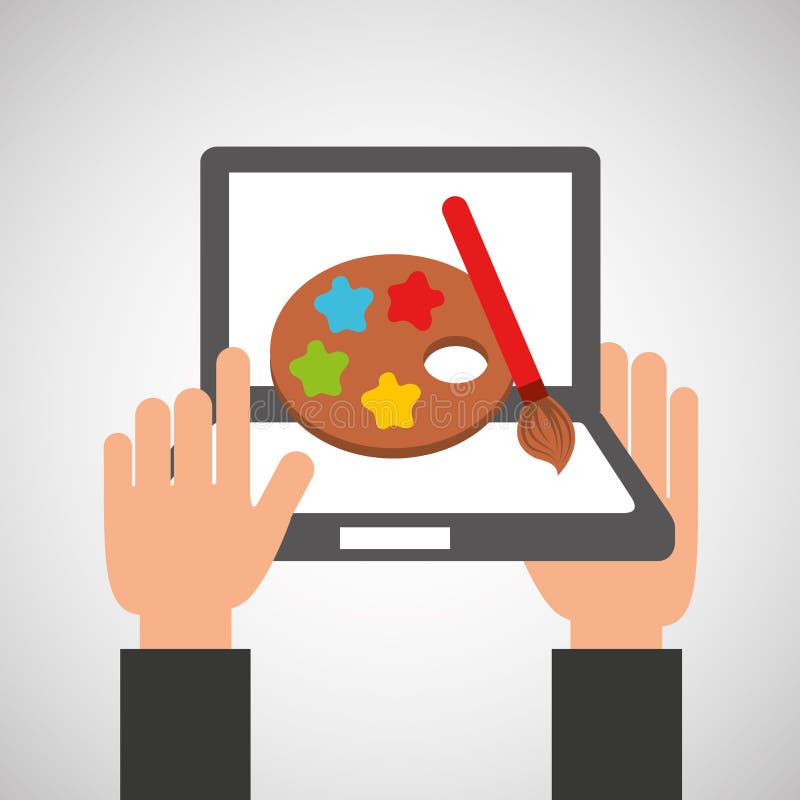 Hands Holds Laptop-genetics Online Education Stock Vector ...