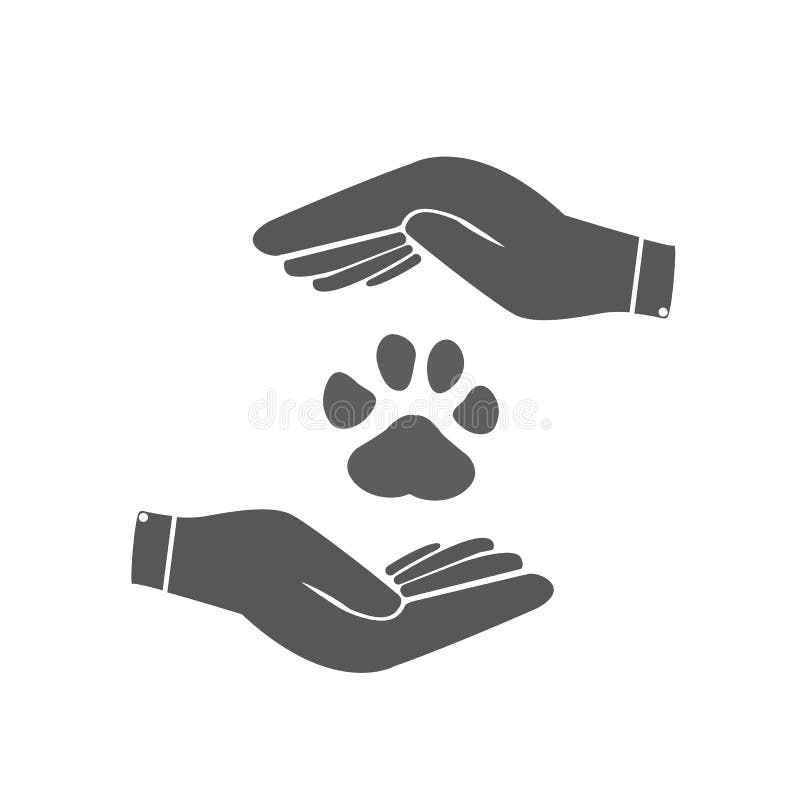 Hands Holds Paw Icon, Dogs Paw Icon Vector Illustration Stock ...