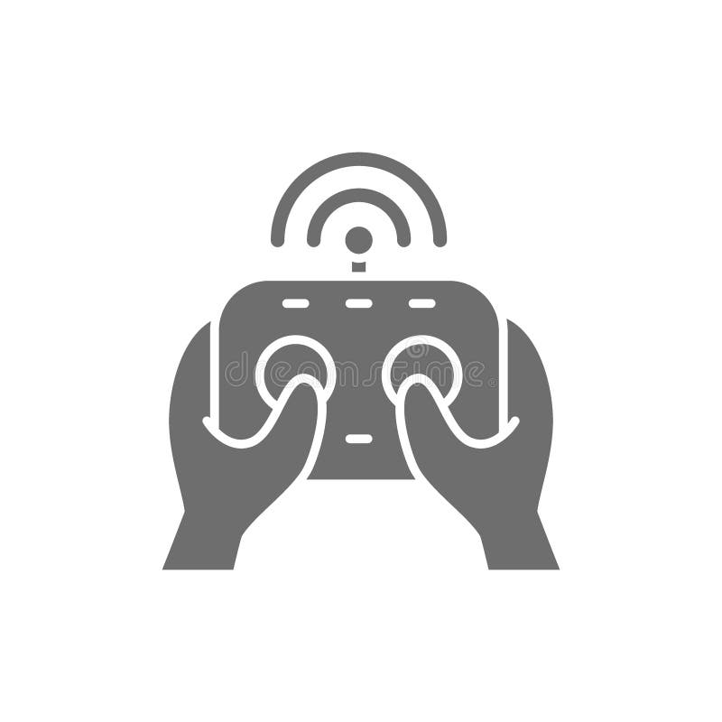 Hands Holds Remote Controller, Control Panel for Drone, Gamepad Grey ...