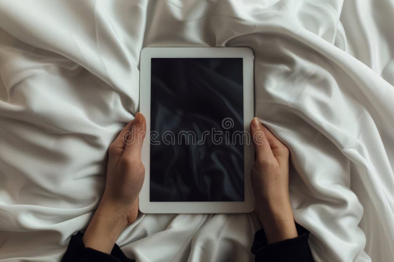 Hands Holds Tablet. Woman Touching Digital Tablet Stock Image - Image ...