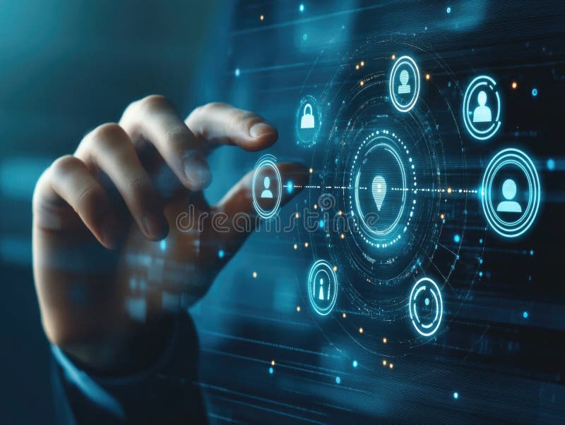 Hands Touching Digital Network and Data Analysis Stock Image - Image of ...