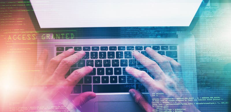 Hands Holographic And Person With Laptop Programmer And Coding With