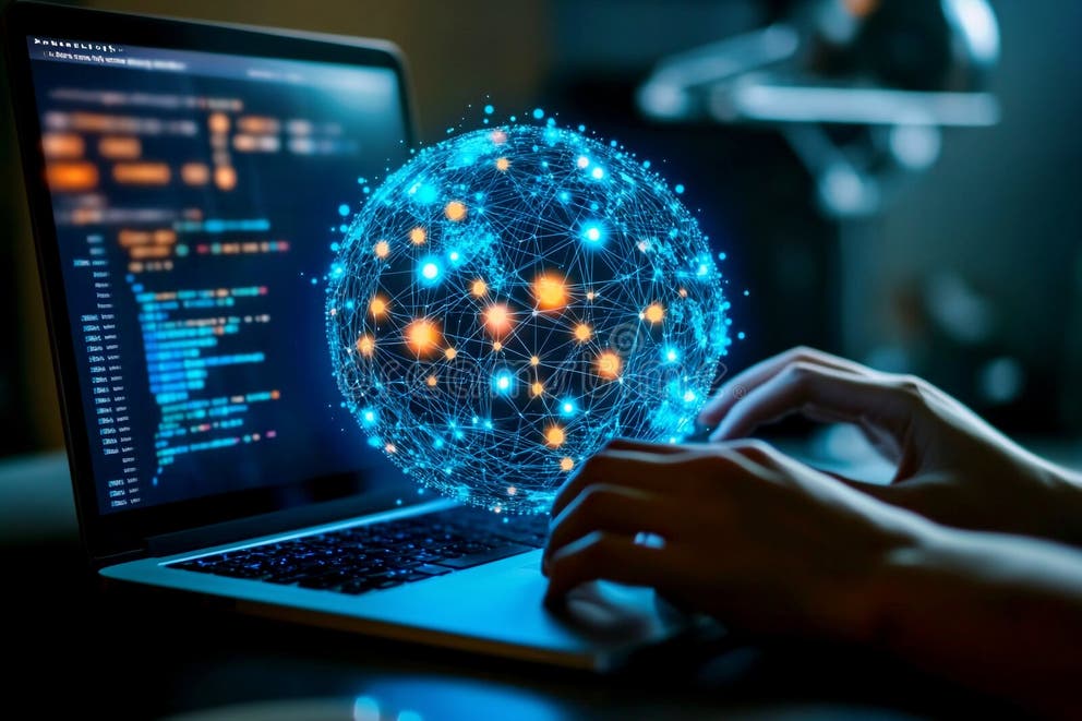 Hands Hover Over a Laptop, Symbolizing Global Connectivity through the ...