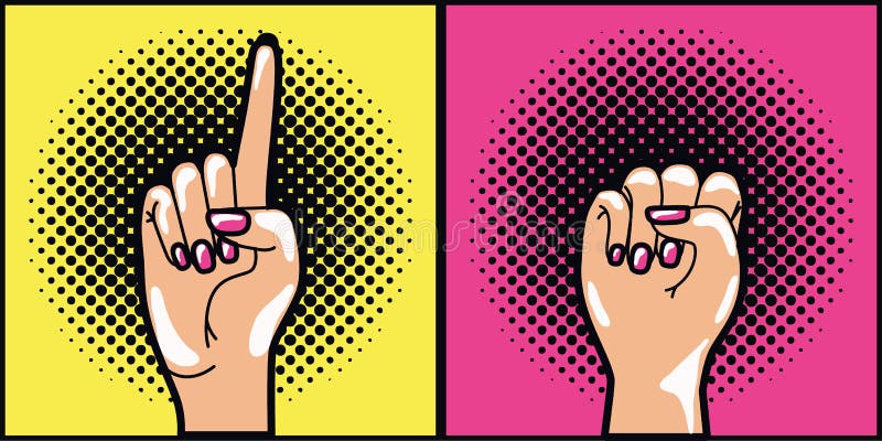 Hands Human Expressing Power and Number One Stock Vector - Illustration ...