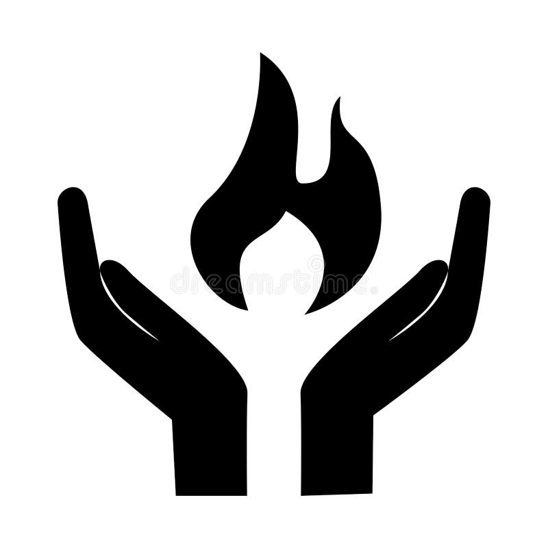 Hands Human with Fire Flame Isolated Icon Stock Vector - Illustration ...
