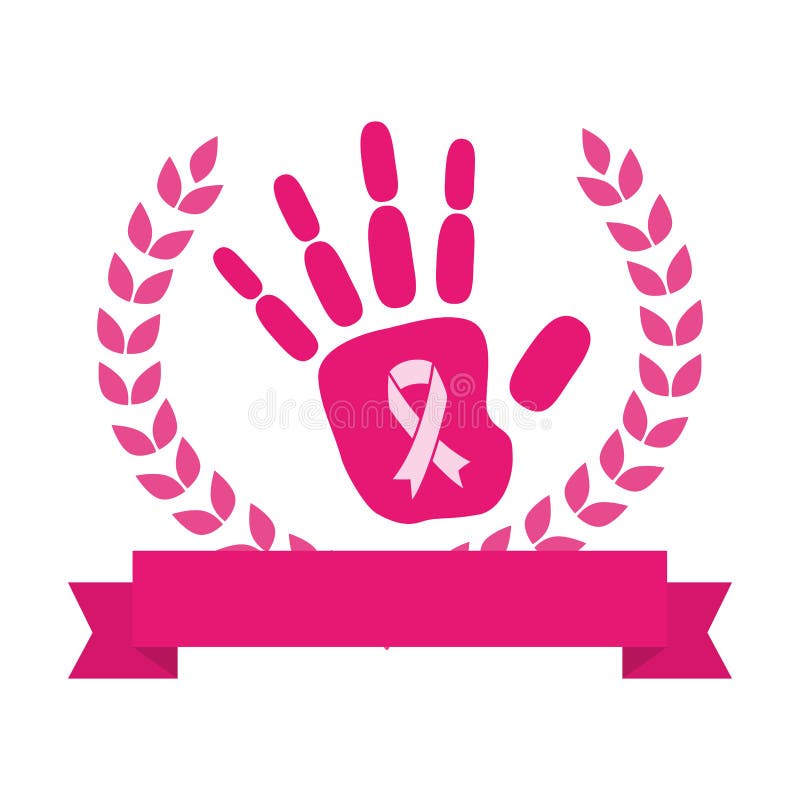 Hands With Ribbon With Breast Cancer Icons Stock Vector Illustration