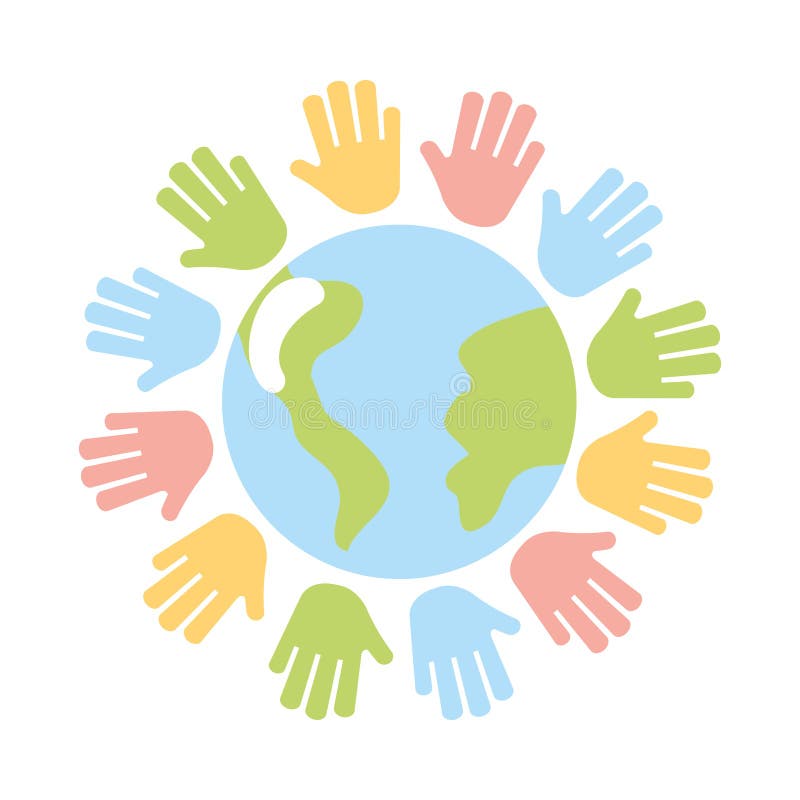 Hands Human with World Planet Earth Icon Stock Vector - Illustration of ...