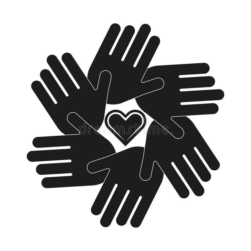 Hands Icon. Heart Connection Symbol. Unity Support Sign. Vector ...