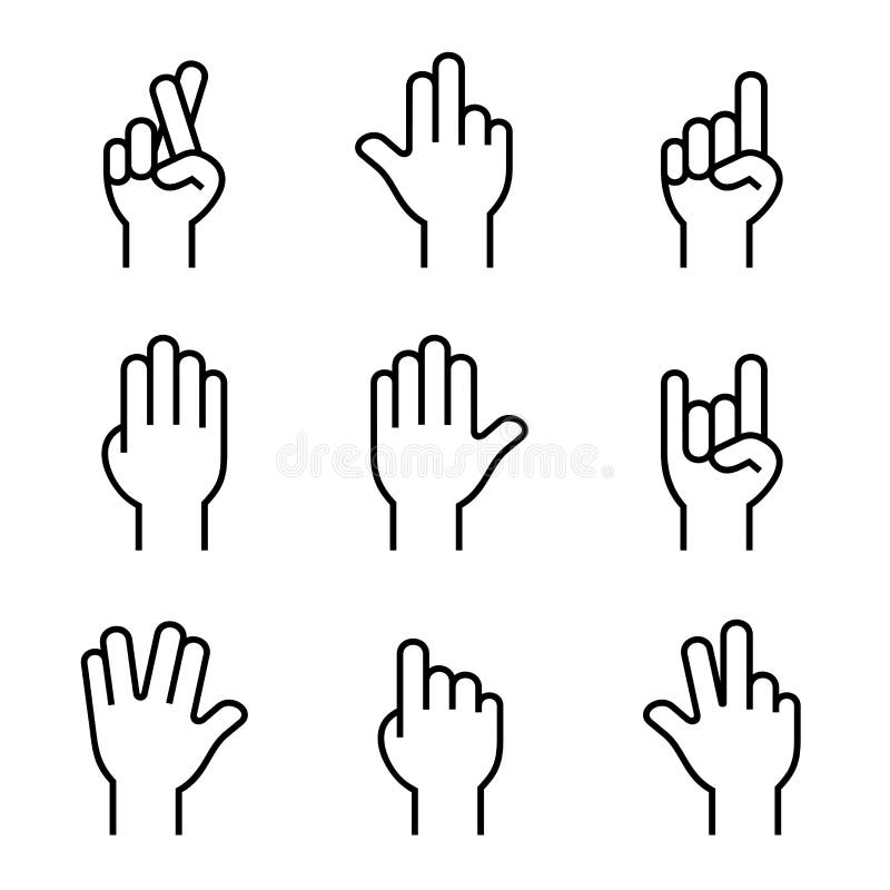 Hands Icons Set on White Background. Vector Stock Vector - Illustration ...