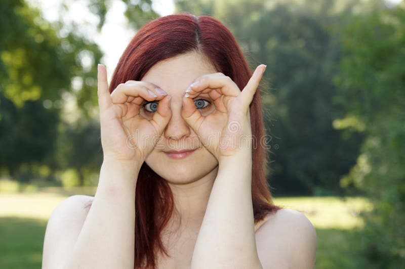 Hands imitating binoculars stock image. Image of fingers - 32468647