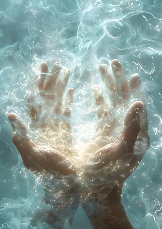 Hands Immersed in Water and Smoke Create an Underwater Gesture Stock ...