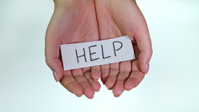 Hands with the Inscription HELP ME on a White Background Stock Video ...