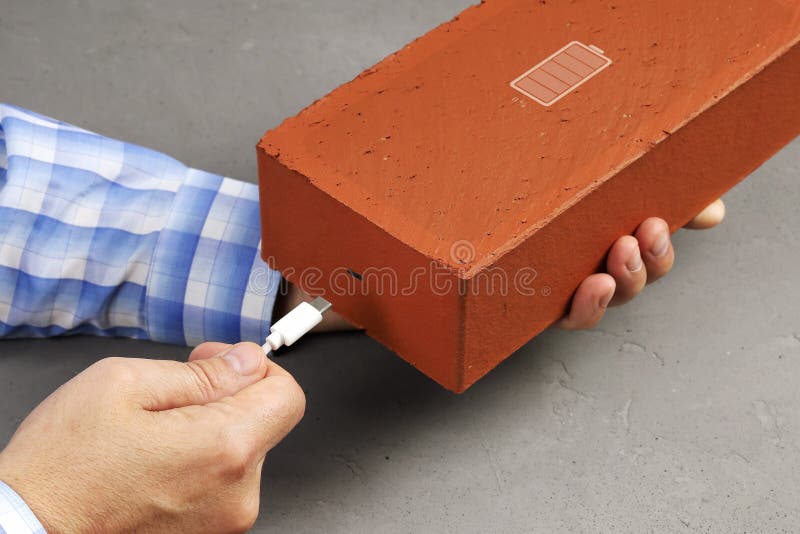 Hands Insert Plug Usb into Brick, Concept of Smartphone Transforms into ...