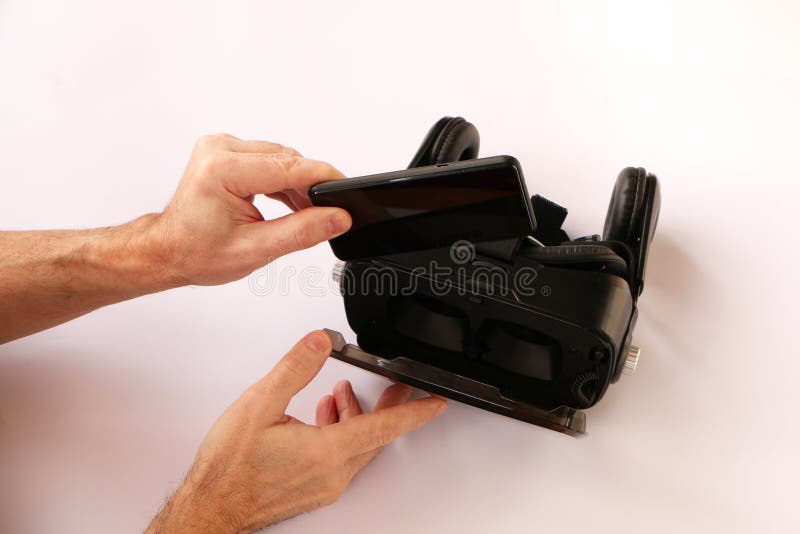 Hands Insert a Smartphone for Virtual Reality Glasses VR Stock Image ... Hands Insert a Smartphone for Virtual Reality Glasses VR Stock Image ...