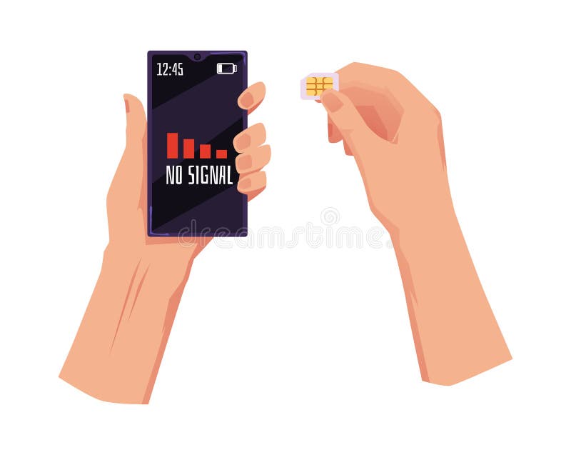Hands Inserting Sim Card in Smartphone, Flat Vector Illustration ...