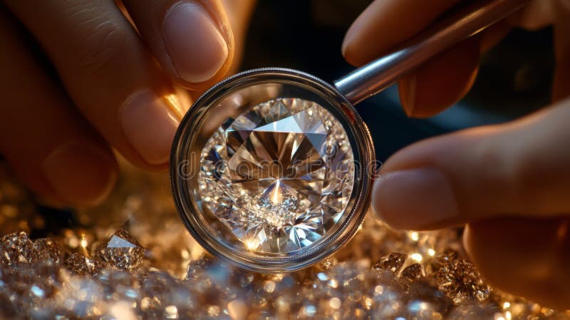 Hands Inspecting a Large Brilliant Diamond Gemstone Stock Photo - Image ...