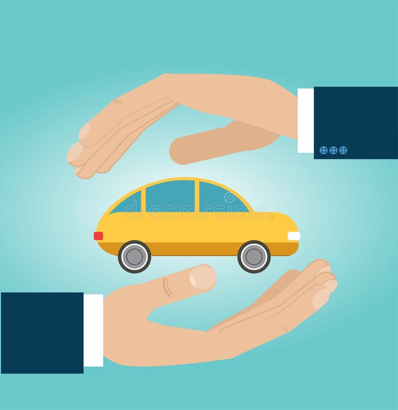 Hands Insurance Agent Protects Car. Stock Illustration - Illustration ...