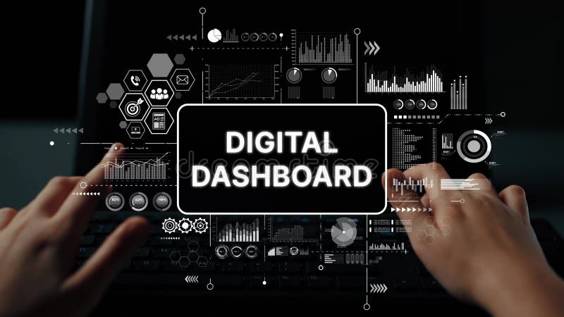 Hands Interacting with a Digital Dashboard Interface Featuring Data Analytics and Visualisation ...