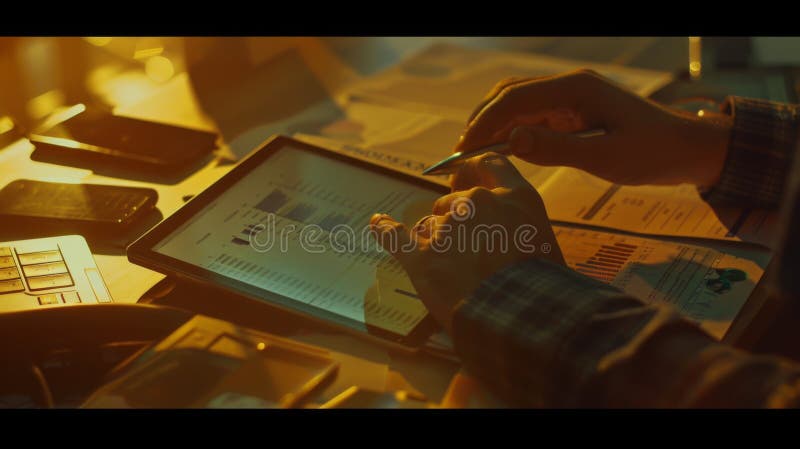 Close-Up of Working on Tablet. AI Generated Stock Photo - Image of ...
