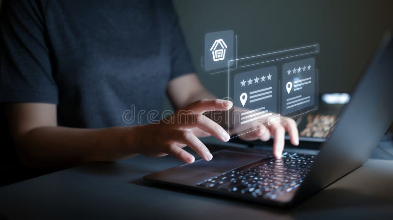 Hands Interacting with Futuristic Digital Interface Projected Above ...