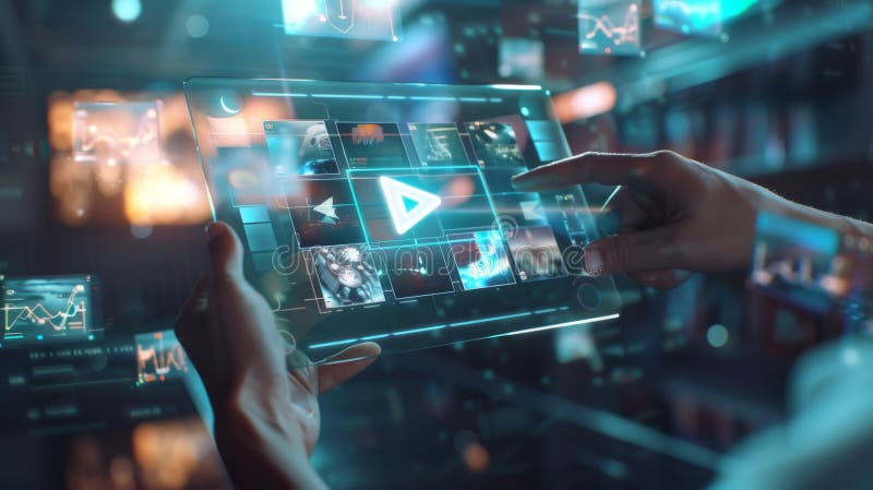 The Futuristic Holographic Touchscreen.AI Generated Image Stock Photo ...