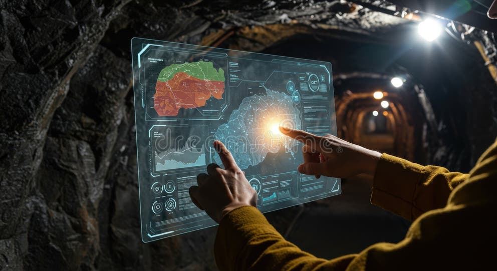 Tech-Savvy Miner Operating Holographic Interface in Underground Mine ...
