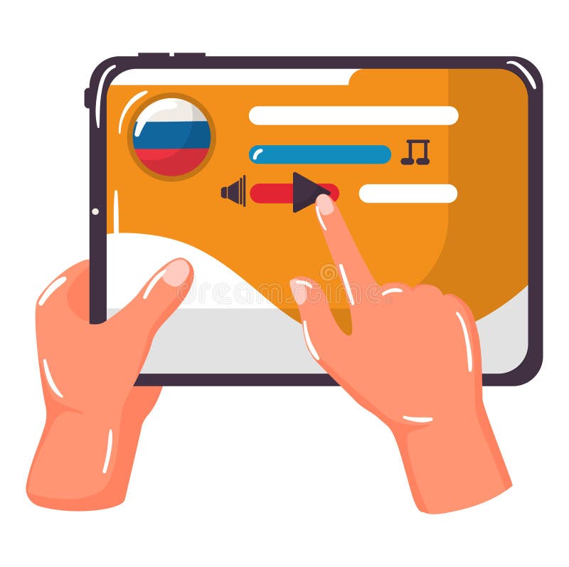 Hands Interacting with Mobile Tablet Screen Interface. User Adjusting ...