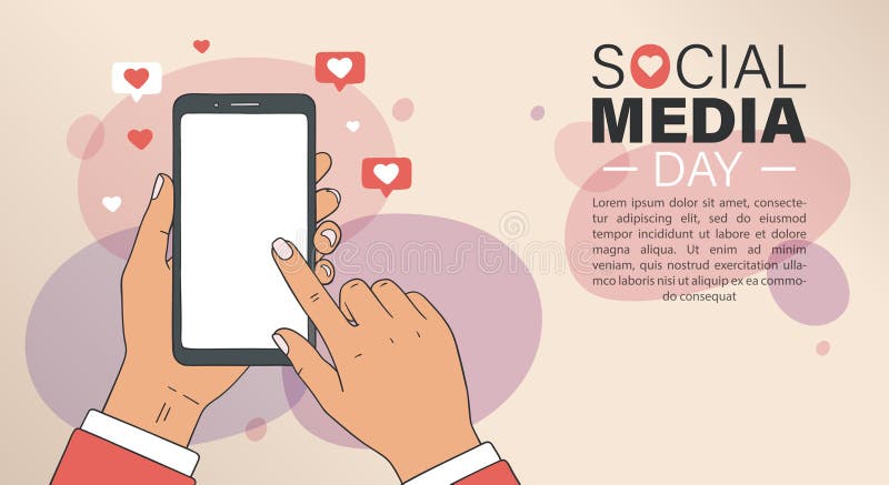 Hands Interacting with Phone, Social Media Day Concept Stock ...
