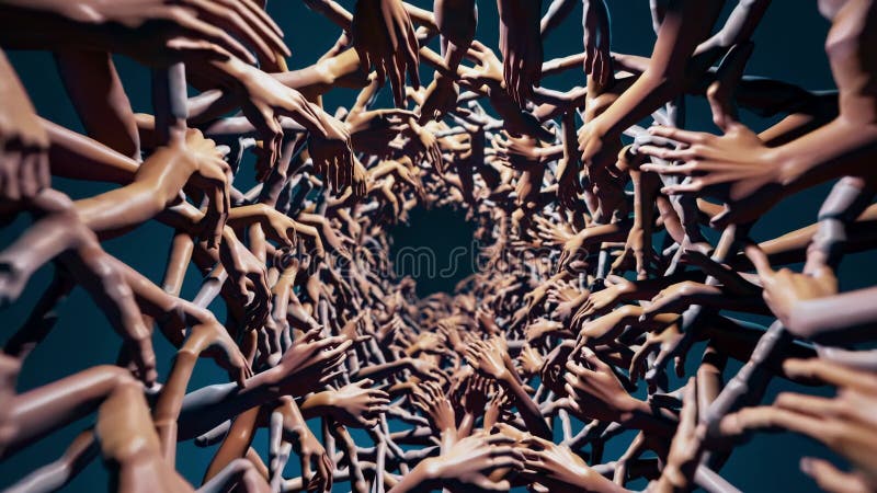 Hands Intertwining, Forming Luminous Corridor through Shadowy Layers ...