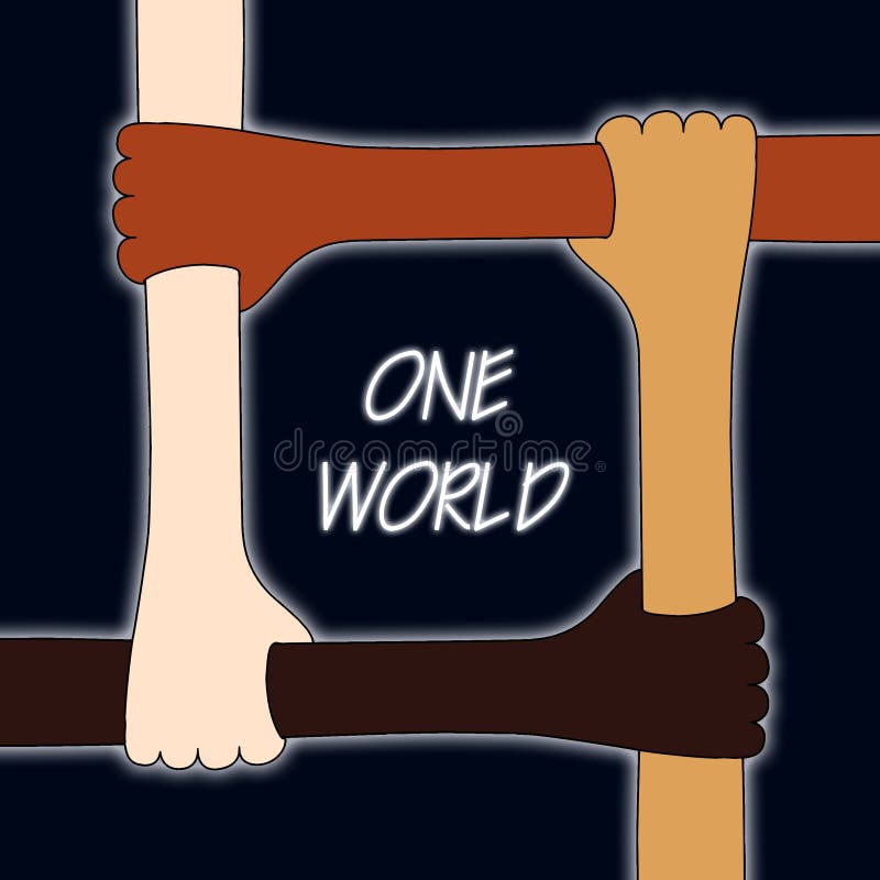 4 Hands join together stock illustration. Illustration of hand - 68866817