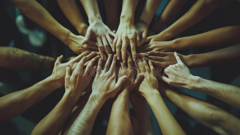 Hands Join Together for Teamwork and Collaboration, with Unity Theme ...