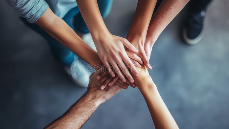 Hands Joined Together in Unity during a Team-building Exercise in a ...