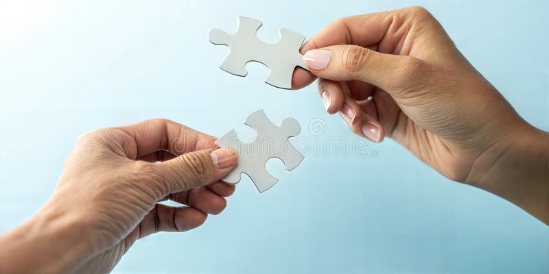 Hands Joining Puzzle Pieces, Symbolizing Teamwork and Collaboration ...