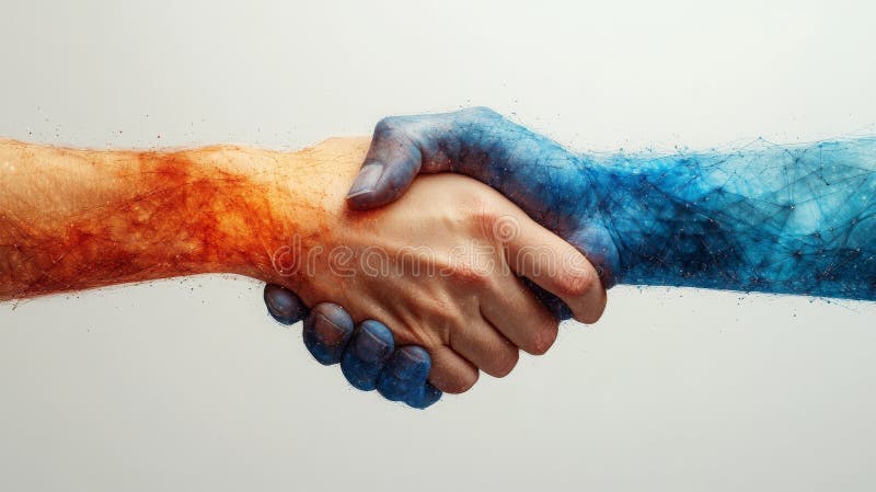 Hands Joining Together, Orange and Blue, Represent Unity and ...