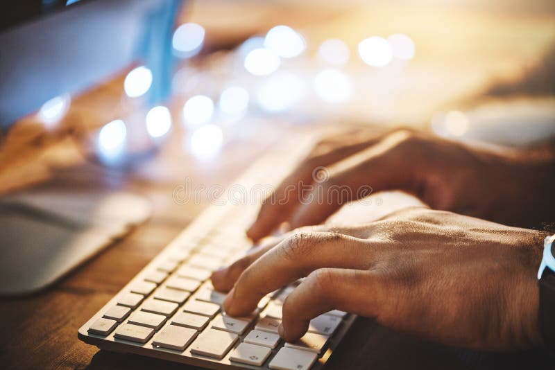 Hands, Keyboard and Typing at Night for Digital Planning, Strategy or ...