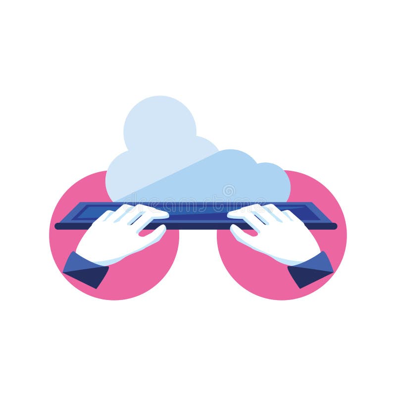 Hands With Keyboard Computer And Cloud Computing Stock Vector