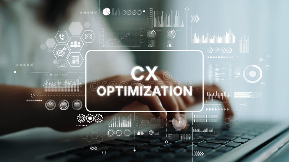 Hands on Keyboard with Digital Graphs and Data Display for Customer Experience Optimization in ...