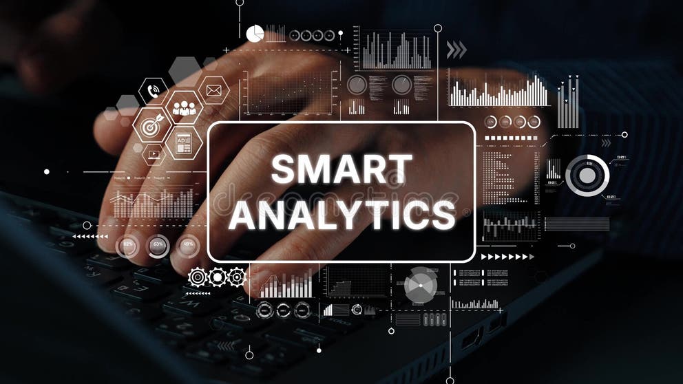 Hands on Keyboard with Smart Analytics Data Visualization and Graphs in Modern Digital ...
