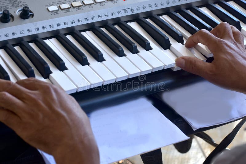 Hands of a Keybord Player during a Live Performance Stock Photo - Image ...