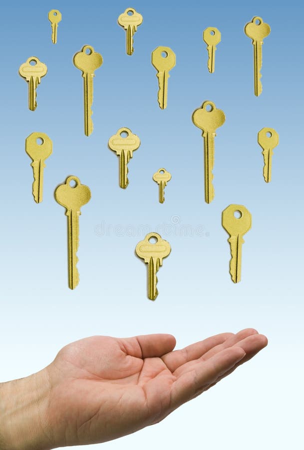 Hands and keys on sky stock image. Image of owner, door - 4774883