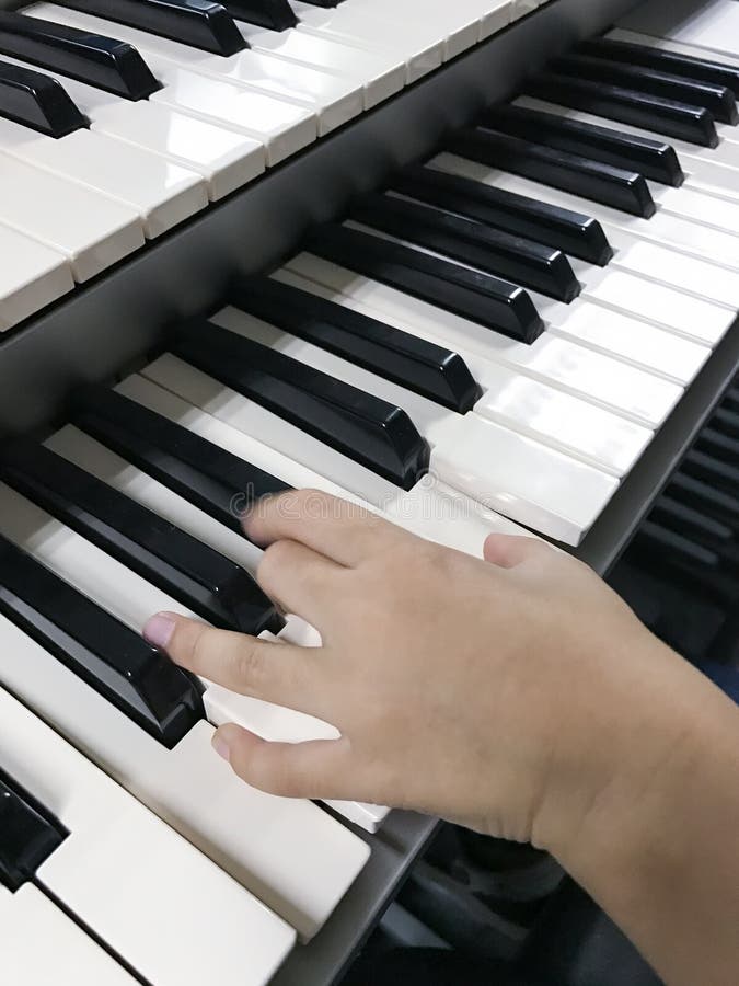 Hands Kid Playing Piano Press on Keyboard Stock Image - Image of ...