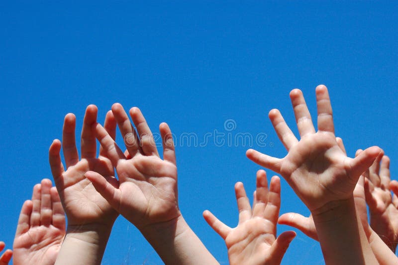 Hands of kids stock image. Image of happy, exciting, lifting - 3399949