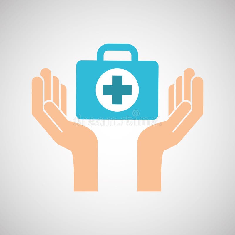 Hands with Kit First Aid Emergency Icon Stock Illustration ...